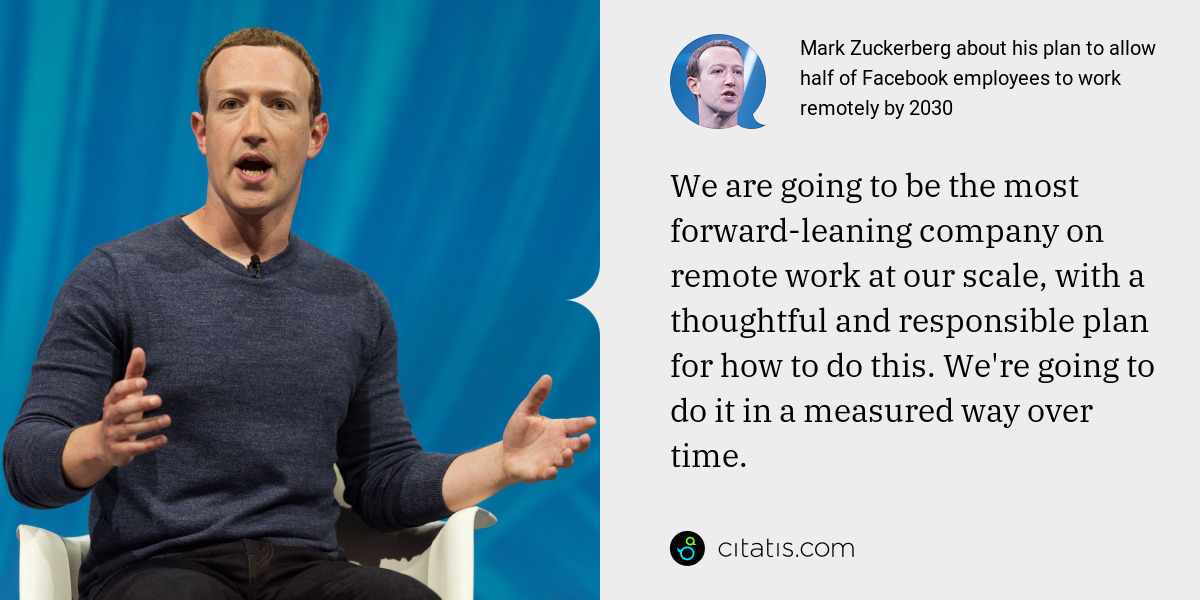 Mark Zuckerberg about his plan to allow half of Facebook employees to ...
